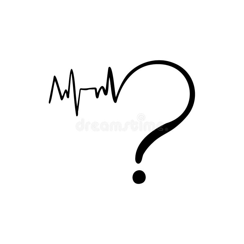 Drawing Question Mark, Heart, Pulse Vector Illustration Hand Drawn ...