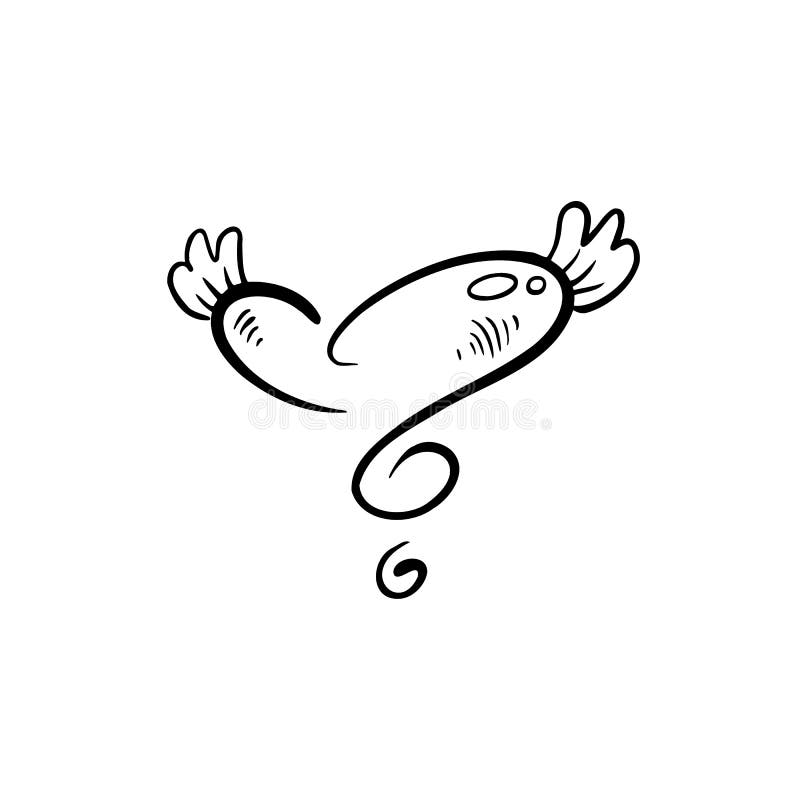 Drawing Question Mark, Heart, Wings Vector Illustration Hand Drawn ...
