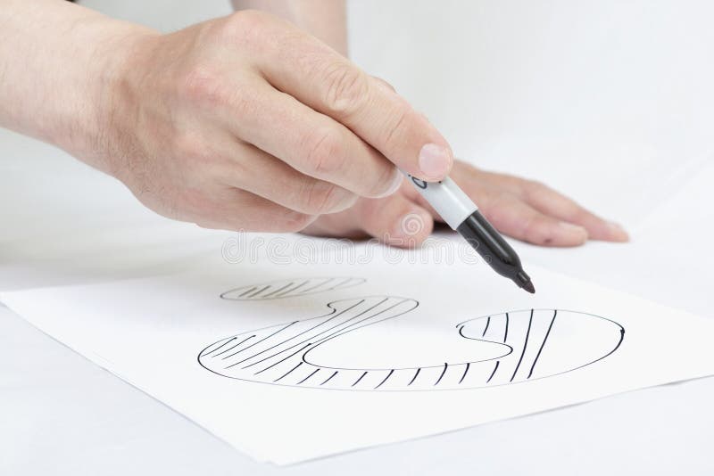 Drawing Question Markl on White Paper Stock Image - Image of hold ...