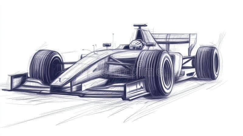 A Drawing of a Racing Car on a Track Stock Illustration - Illustration ...