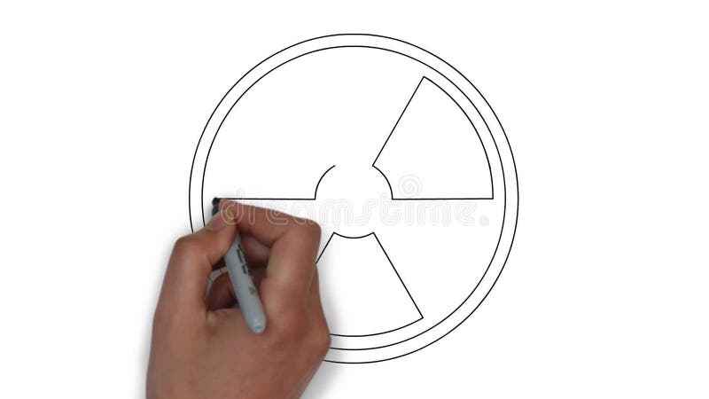 Drawing Radioactive Logo stock video. Video of animation - 56091589