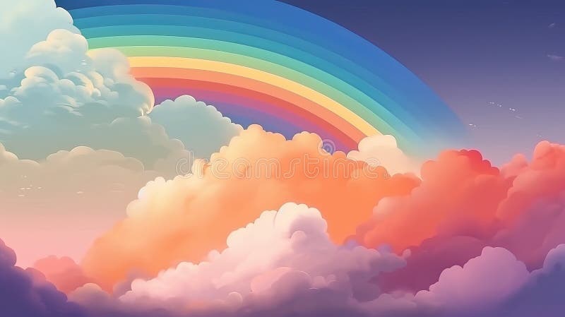 Drawing Rainbow in the Clouds Generative AI Stock Illustration - Illustration of shape, cloud ...