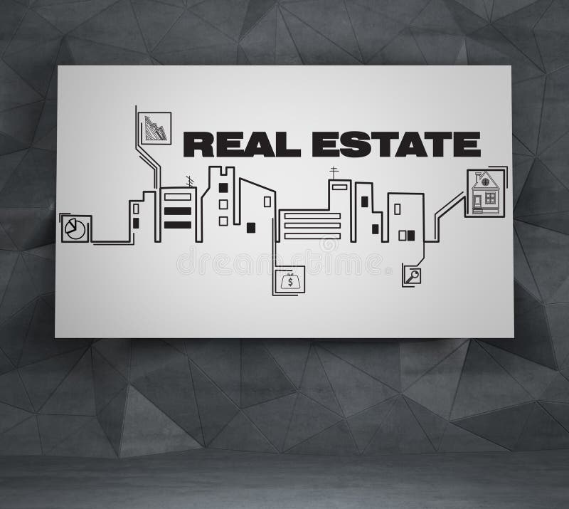Drawing real estate icons stock image. Image of estate - 51714177