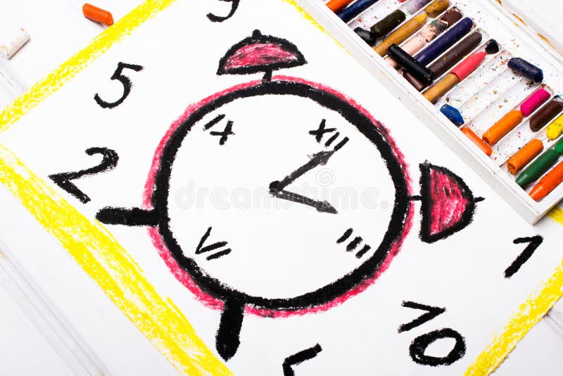 Drawing: Red Alarm Clock stock illustration. Illustration of doodle ...