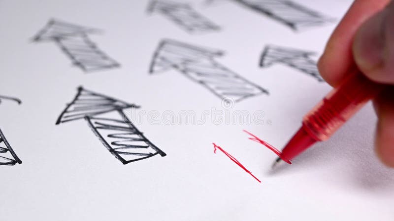 Drawing a red arrow stock video. Video of motivation - 310583285