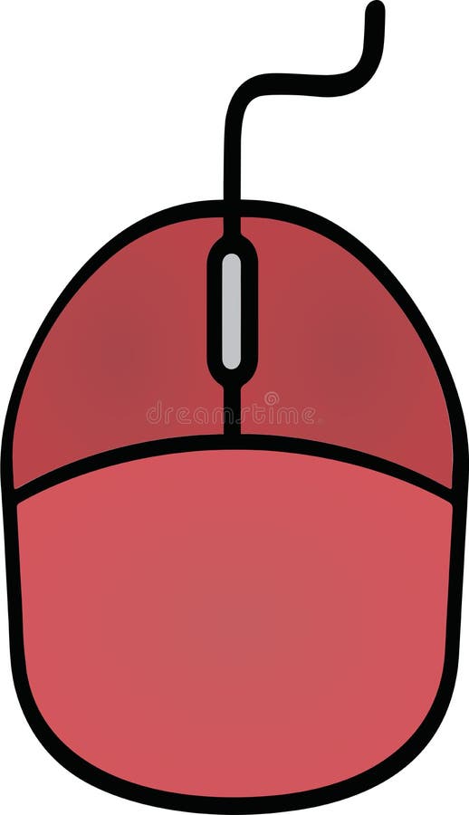 The Drawing of a Red Computer Mouse, a Small Hardware Input Device Used ...