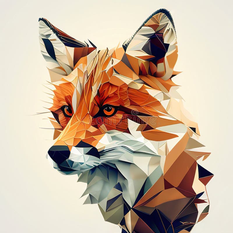 Drawing of a Red Fox Face in the Low Pole Style. the Concept of a ...