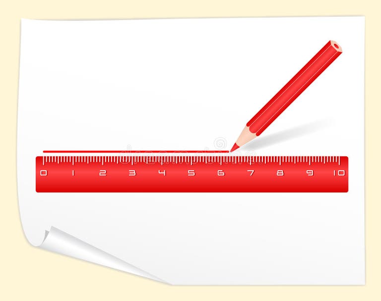 Drawing Red Line Pencil Rule Stock Vector - Illustration of scale ...