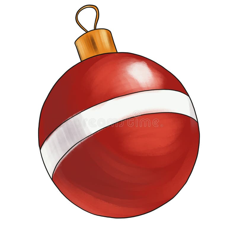 Drawing Red Shiny Christmas Ball Stock Illustration - Illustration of ...