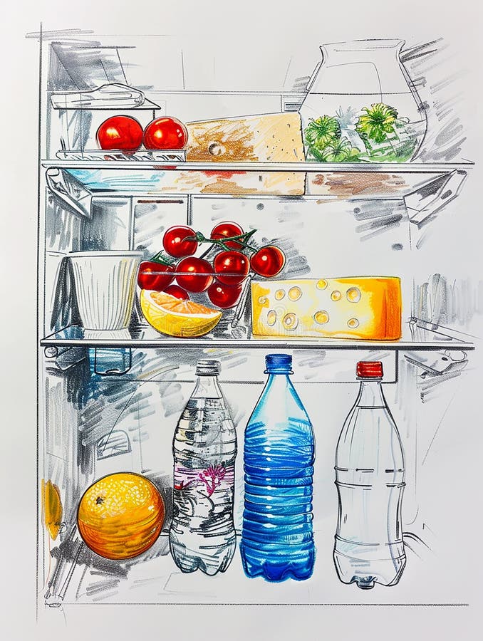 Refrigerator Filled with Various Foods Stock Illustration ...