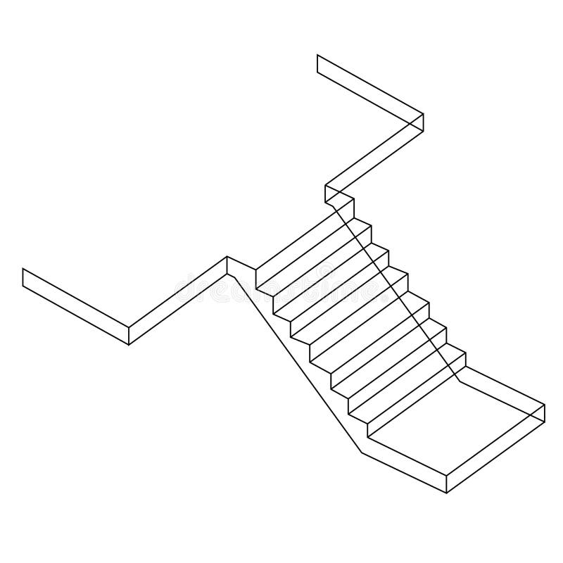 Drawing of a Reinforced Cement Concrete Stair Stock Vector ...