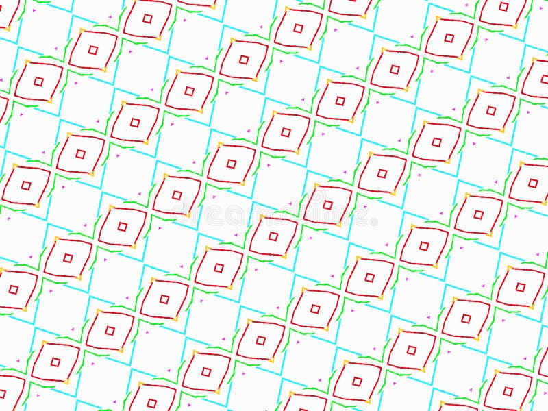 Drawing Repeating Turquoise Blue and Red Squares Stock Illustration ...