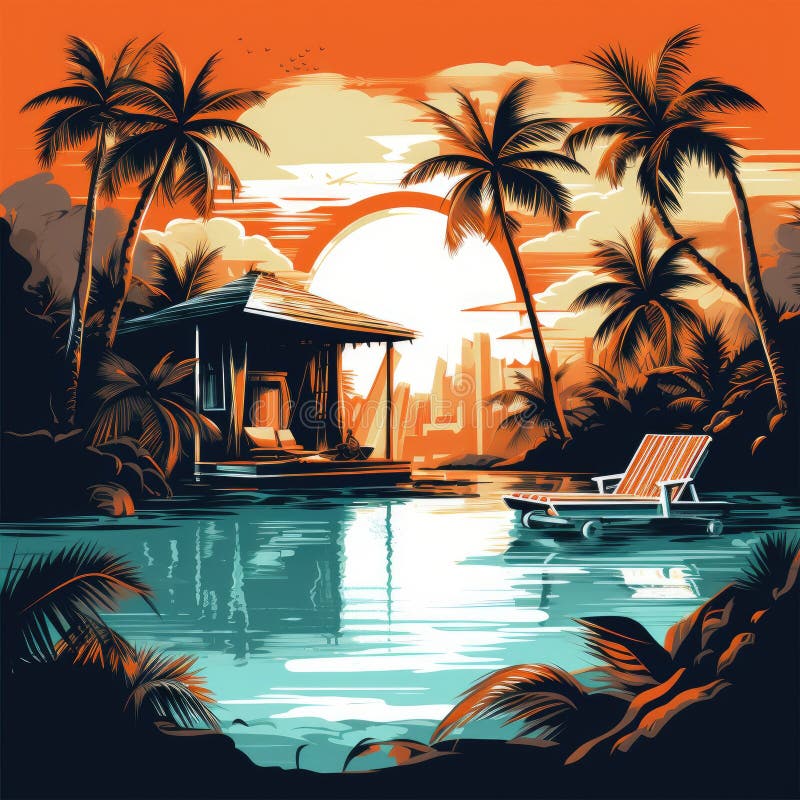 Tropical Island Background Design Represents Stock Illustrations – 167 ...
