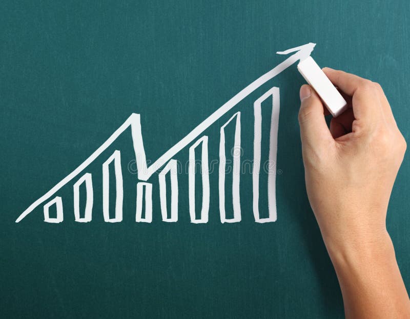 Drawing Results Graph with Chalk on Blackboard Stock Photo - Image of ...