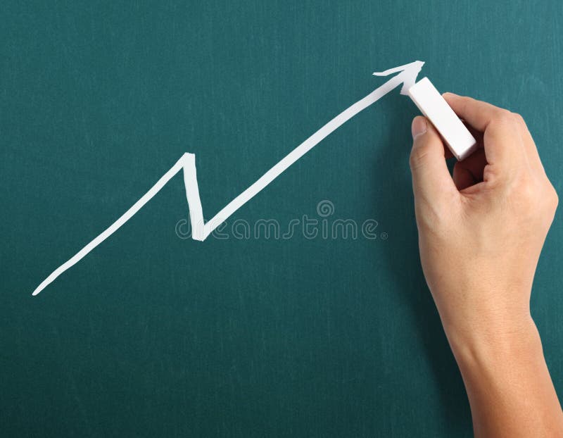 Drawing Results Graph with Chalk on Blackboard Stock Image - Image of ...