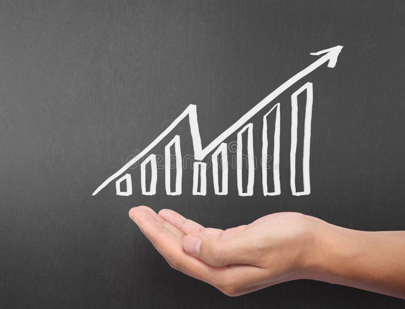 Drawing Results Graph with Chalk on Blackboard Stock Photo - Image of ...