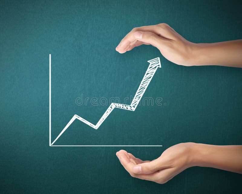 Drawing Results Graph with Chalk on Blackboard Stock Image - Image of ...