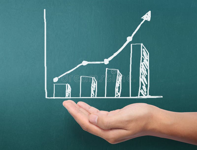 Drawing Results Graph with Chalk on Blackboard Stock Image - Image of ...