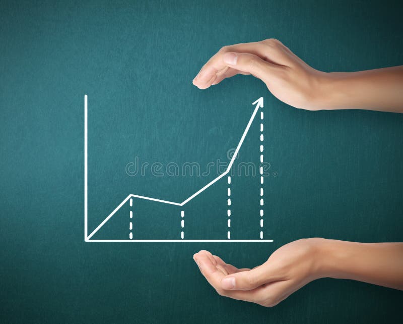 Drawing Results Graph with Chalk on Blackboard Stock Photo - Image of ...