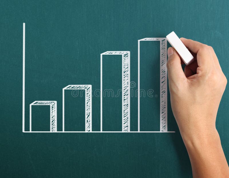 Drawing Results Graph with Chalk on Blackboard Stock Photo - Image of ...