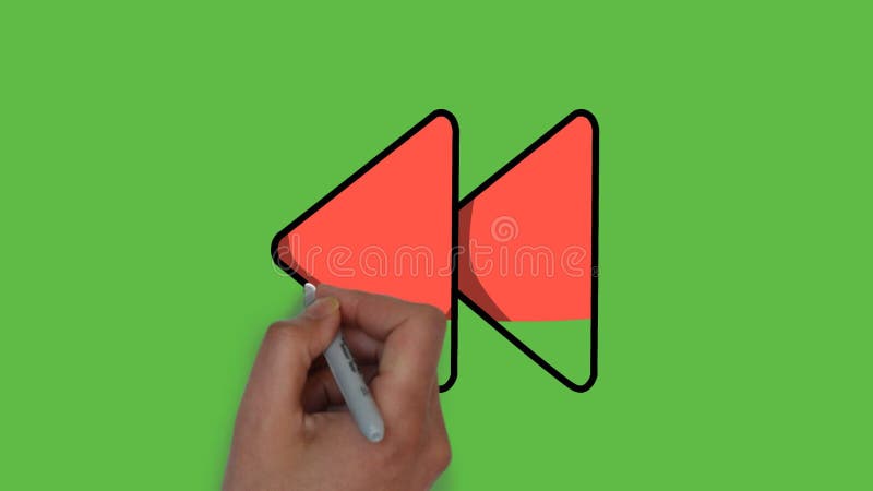 Drawing Rewind Function Button in Black and Red Colour Combination on ...