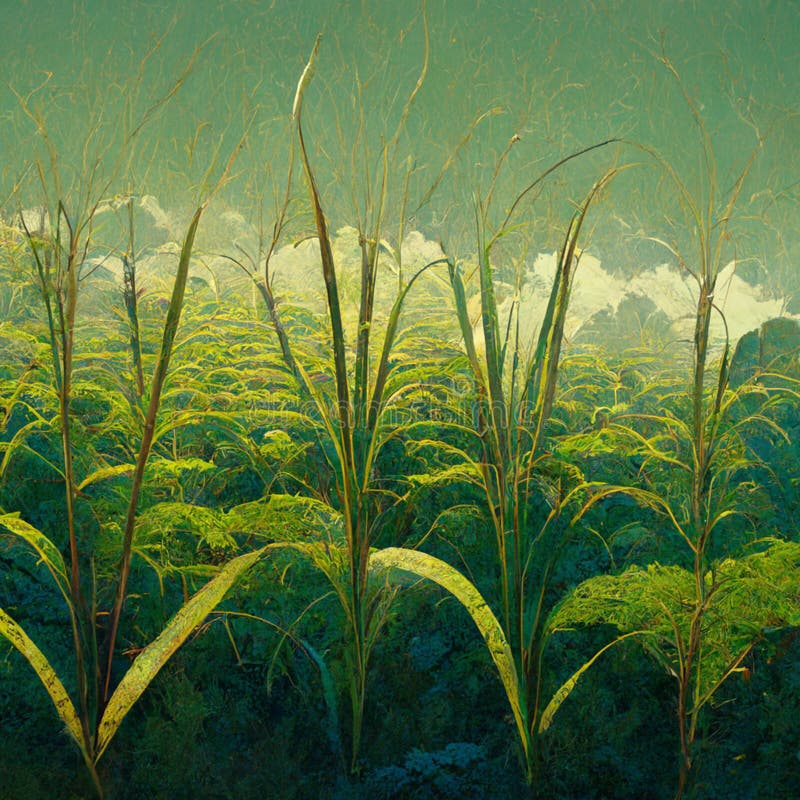 Drawing with Rice Plants. Rice Harvest Stock Illustration ...