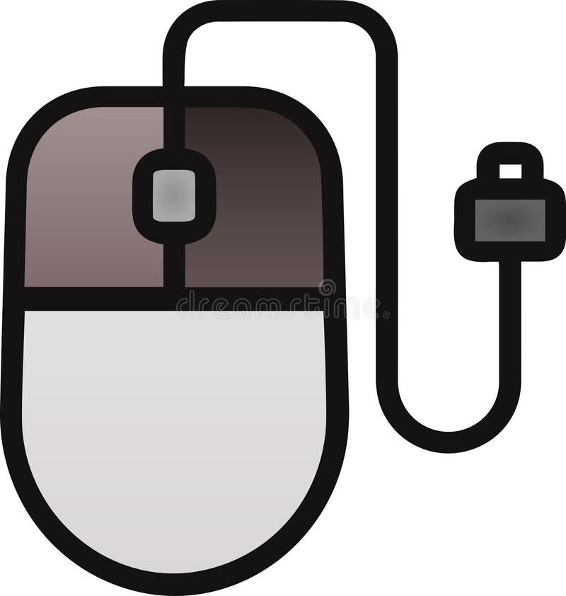 The Drawing of a Right-clicked Gray Computer Mouse, a Small Hardware ...