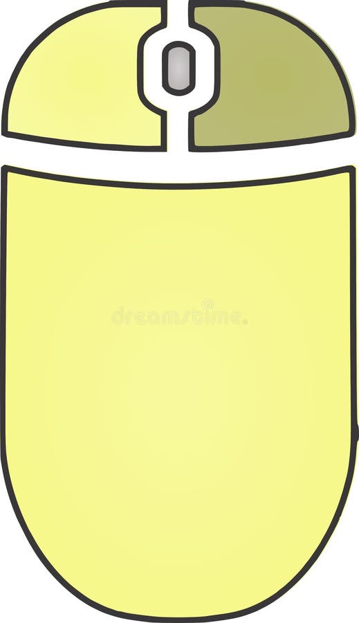 The Drawing of a Right-clicked Yellow Computer Mouse, a Small Hardware ...