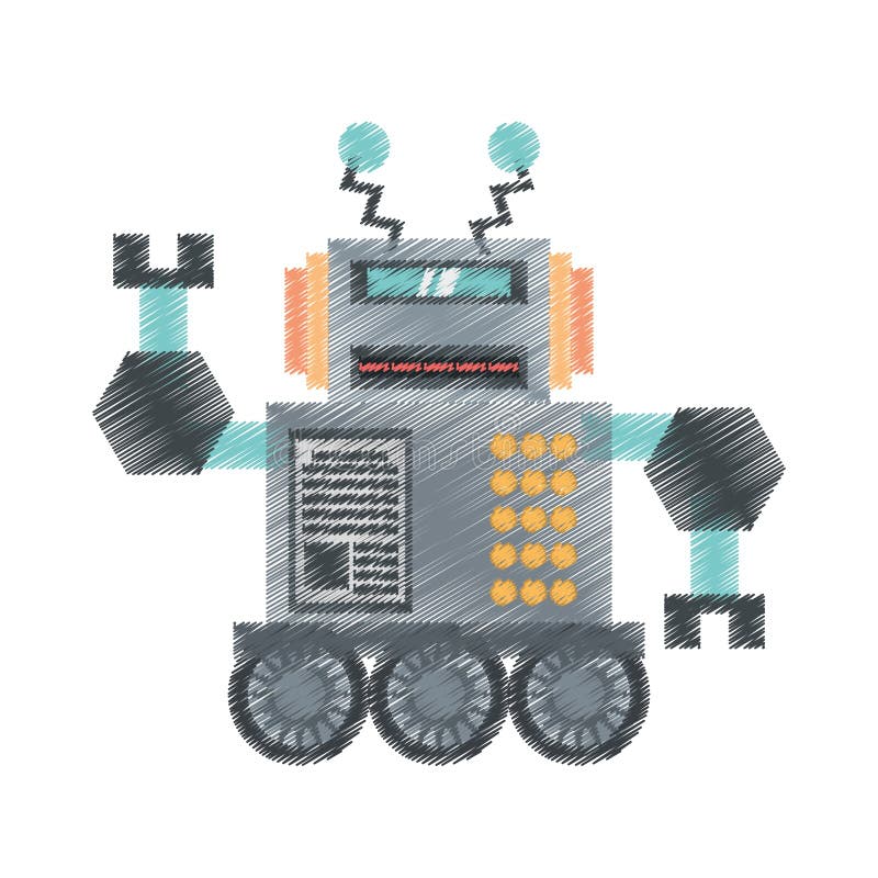 Drawing Robotic Future Technology with Wheel Stock Illustration ...