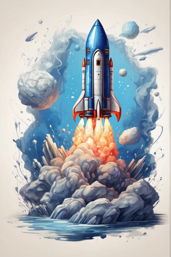 A Drawing of a Rocket Confidently Taking Off into Space, Symbolizing ...