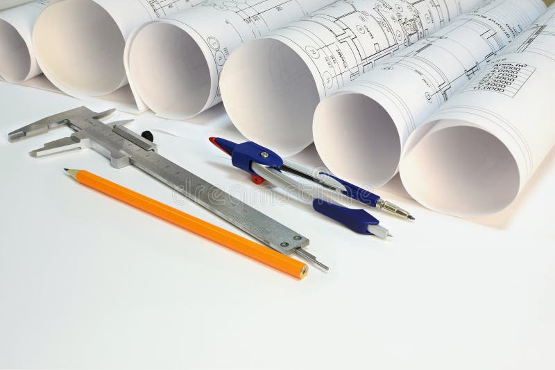 Drawing Rolls and Drawing Tools Composition Stock Photo - Image of ...
