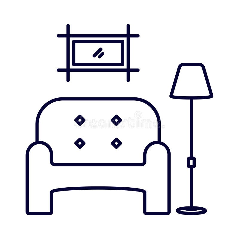 Drawing room sofa icon stock vector. Illustration of design - 269613705