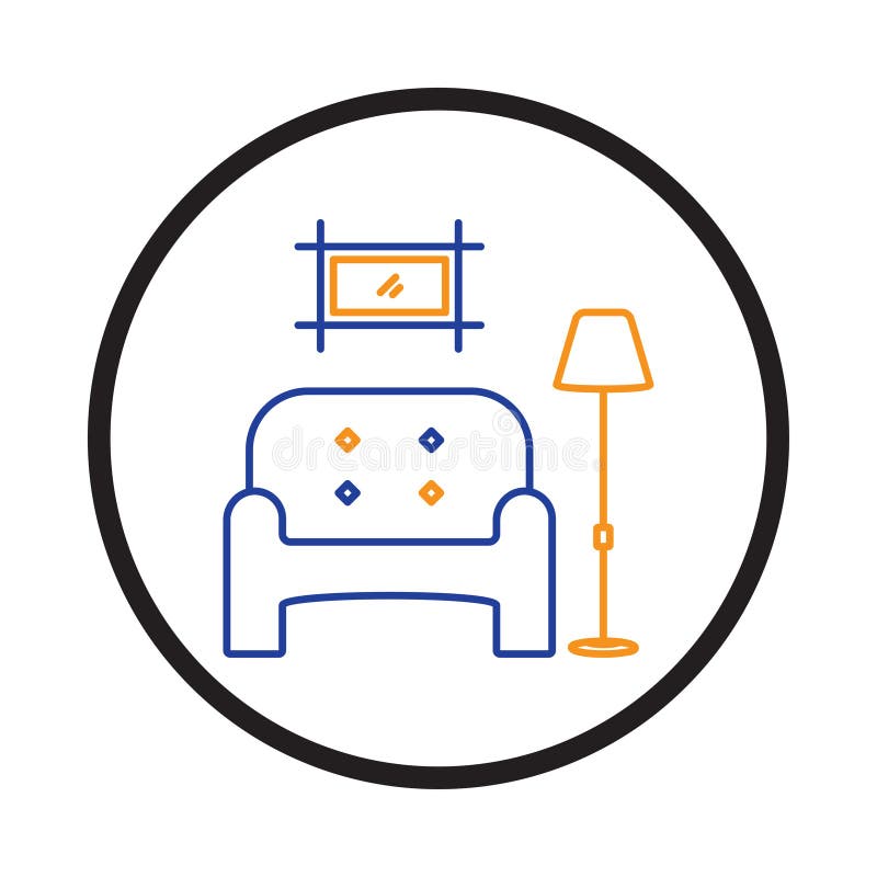Drawing room sofa icon stock vector. Illustration of modern - 269613721