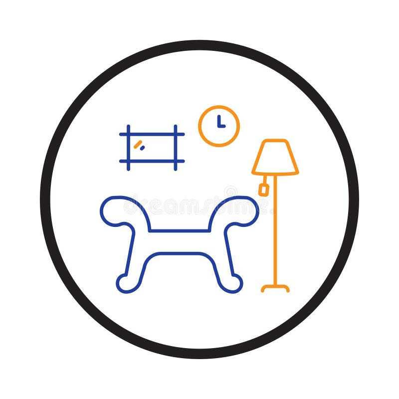 Drawing room sofa icon stock vector. Illustration of living - 269613726