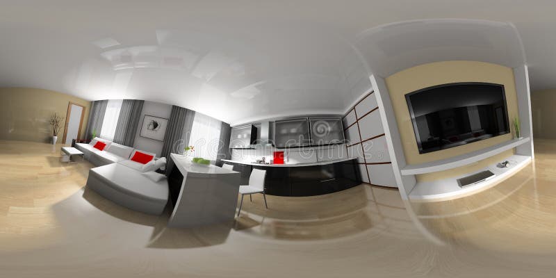 Drawing Room Spherical Panorama Stock Image - Image of armchair, house ...