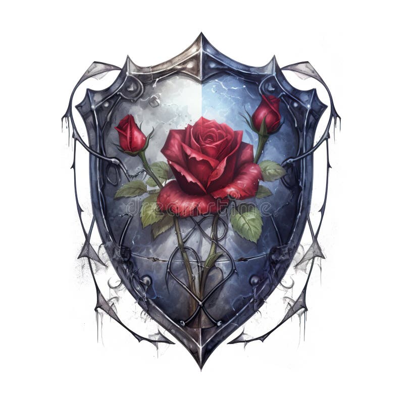 A Drawing of a Rose on a Shield. Generative AI Image. Stock ...
