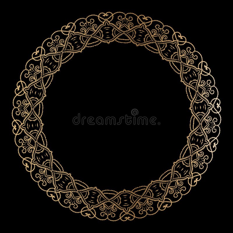 Round gold gradient frame stock vector. Illustration of black - 101021762