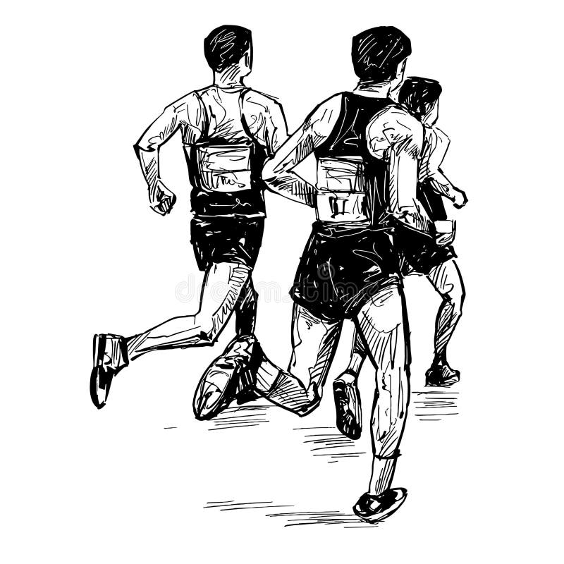 Drawing of the Running Competition Stock Vector - Illustration of ...