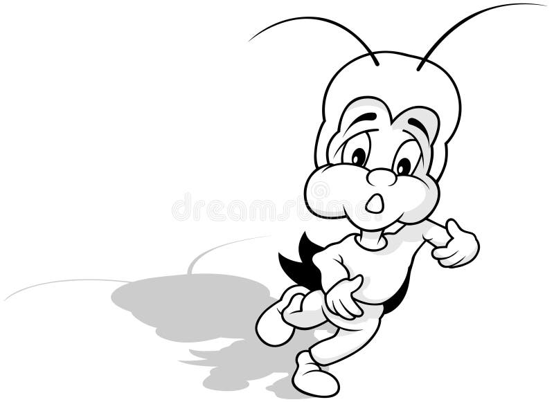 Drawing of a Sad Running Cricket Stock Vector - Illustration of outline ...