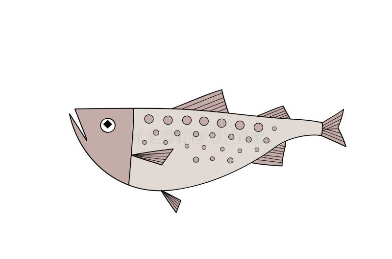 Drawing of a Salmon Ink with Colored Spots Stock Illustration ...