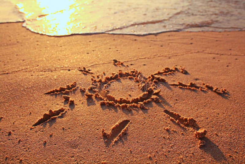 Drawing on the sand stock image. Image of relax, concept - 58553339