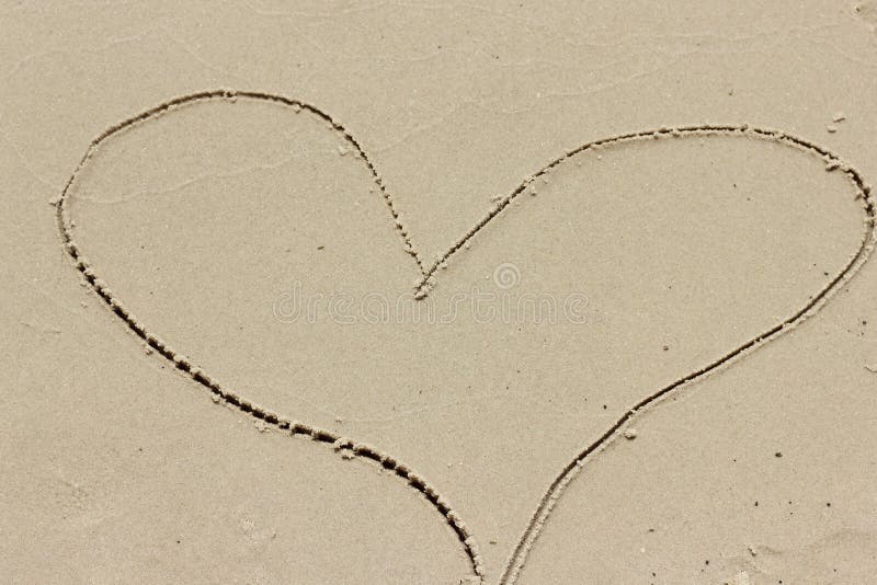 Drawing in the sand stock image. Image of heart, tenderness - 54946137