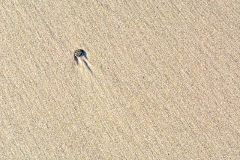 Drawing on the Sand from the Waves. Stone in the Sand. Traces of the ...