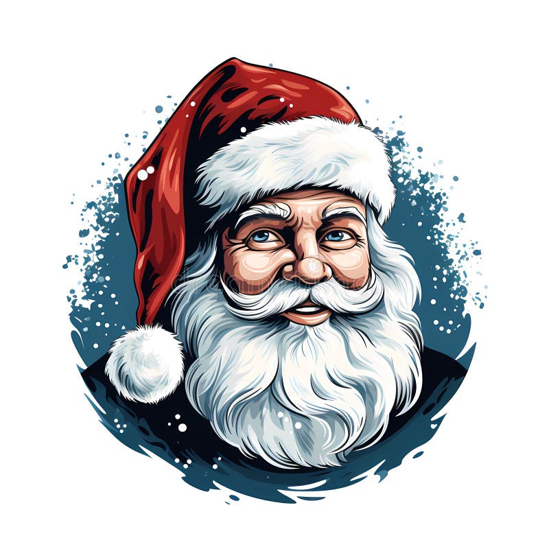 Drawing of Santa Claus with Beard and Santa Hat. Generative AI Stock ...