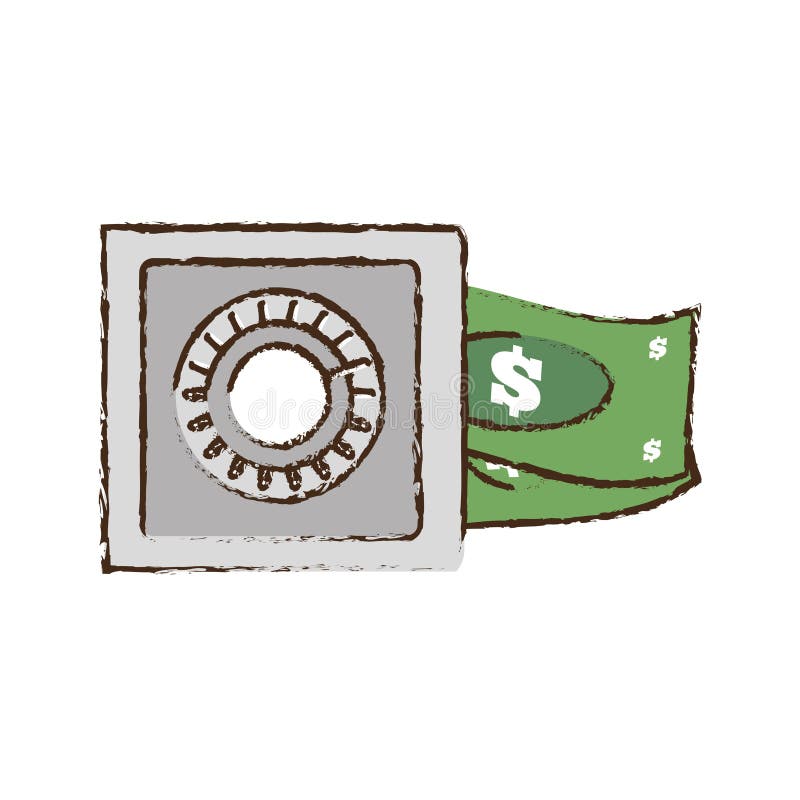 Drawing Save Box Money Cash Bills Stock Illustration - Illustration of ...