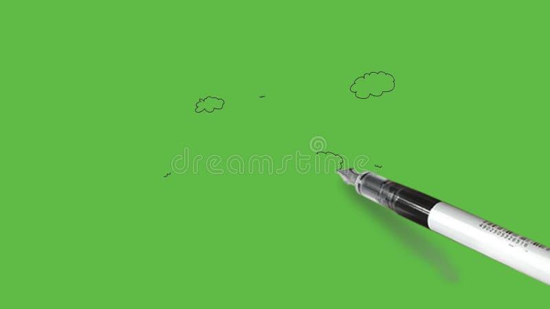 Drawing a Scene of Sunset with Clouds with Blue Colour Combination on ...