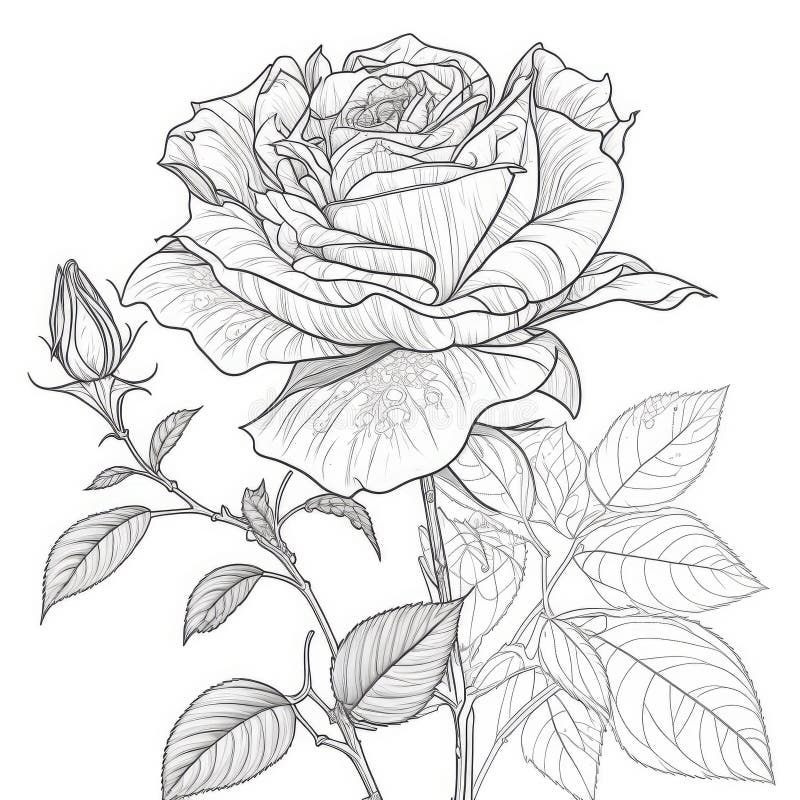 Drawing Scheme for Coloring Rose . Stock Illustration - Illustration of ...
