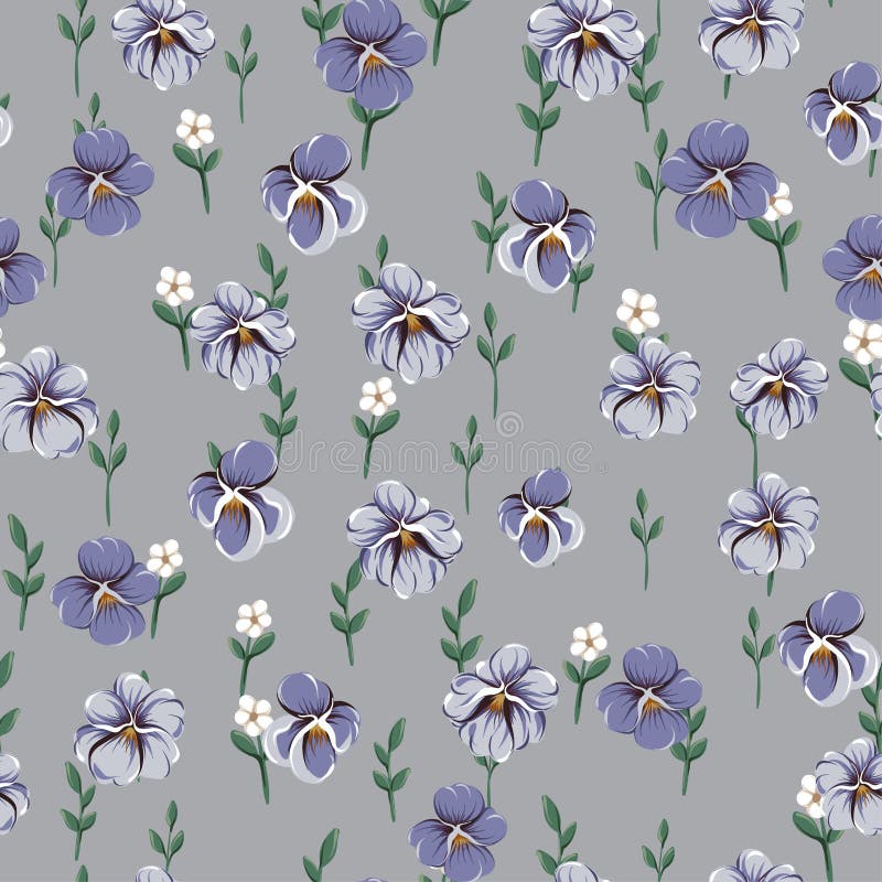Drawing of Seamless Pattern with Viola Flowers Stock Vector ...