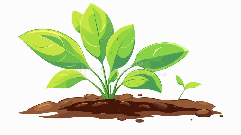 Drawing of a Seedling with Fresh Leaves Vector Illustration Stock ...