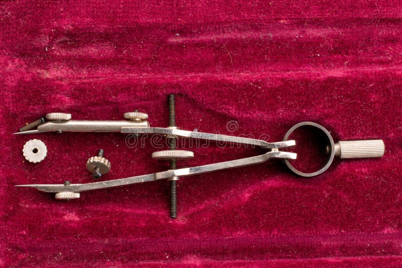 Drawing Set, Compasses in Package, Top View, Macro. Stock Image - Image ...